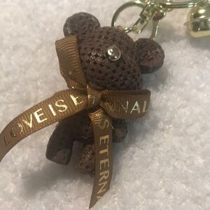 Eterna | Jewelry | Bear Keychain Charm 8in With Gold Accents Ribbon ...